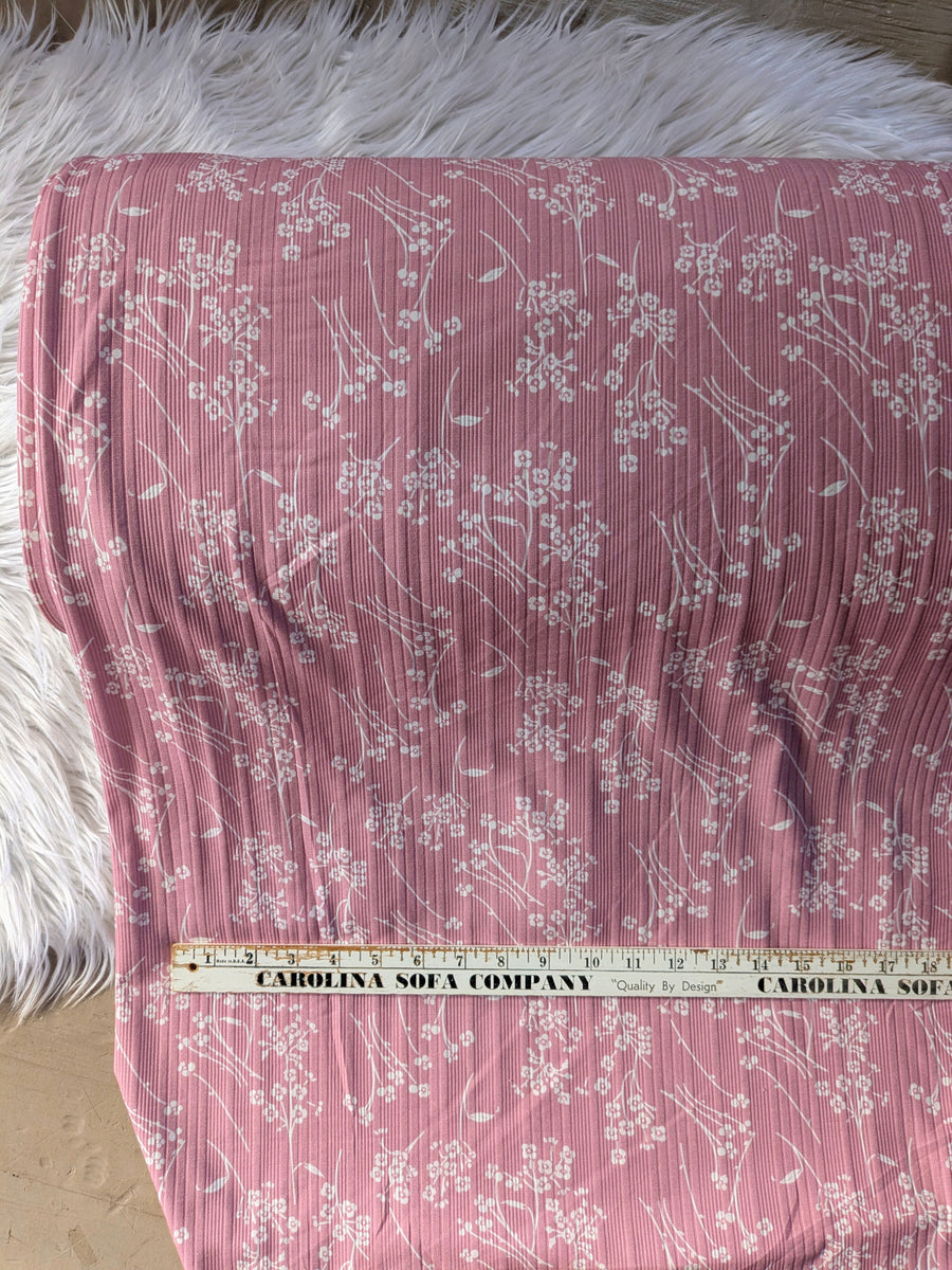 Mauve Sprigs | Variegated Rib Knit |By the Half Yard – Elegant Threads Co.